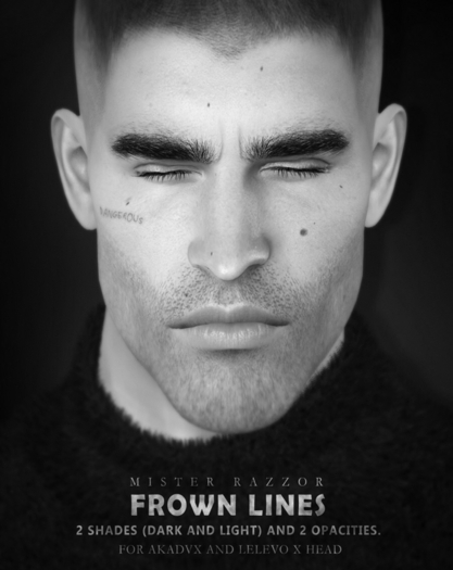 Second Life Marketplace - [MR] FROWN LINES for AKADVX and LelEvo X Head ...
